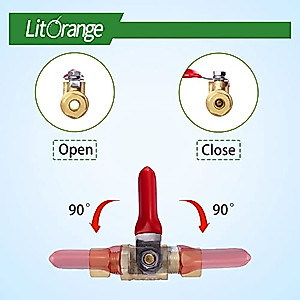 Litorange 2 Pack Lead-Free Brass Mini Ball Valve Shut Off Switch, 1/4 inch Compression by 1/4 Compression Fitting