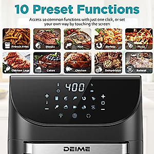 Air Fryer 12 QT 1700W Large Capacity Oilless Hot Air Fryers Oven Healthy Cooker with 10 Presets, Visible Cooking Window, LCD Touch Screen, 6 Dishwasher Safe Accessories Included Recipe
