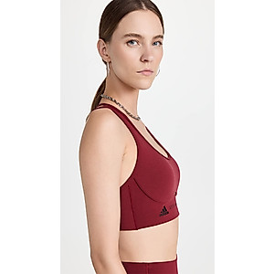 adidas by Stella McCartney Women's TrueStrength Yoga Medium Support Bra, Collegiate Burgundy, Red, XS