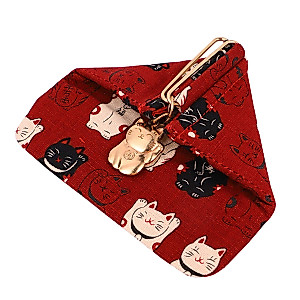 TENDYCOCO Women Wallet Lucky Cat Printed Coin Purse Magnetic Buckle Cotton Pouch Japanese Style Wallet