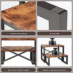 Homeiju 2 Tire Step Stools for Adults Kids Toddler, Wooden Step Stool, Kitchen Bathroom Bedroon Stepping Stool, Detachable Holds up to 400lb