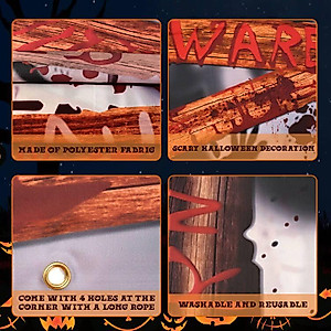 Large Halloween Zombie Door Cover, 35X73 Inch Bloody Handprint Halloween Front Door Cover Decoration Shadowy Figure Halloween Poster Scary Haunted House Party Supplies for Porch Indoor Office Window