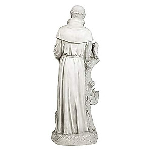 Design Toscano KY1299 Nature's Nurturer Saint Francis Garden Statue Birdfeeder, Large 37 Inch, Antique Stone