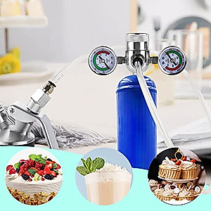 Improved Whipped Cream Pressure Regulator Valve with Upgraded Adapter & Hose Line, Pressure Regulating Valve for Whipped Cream Chargers 0.95 Liter 580g Tank (Valve -1)