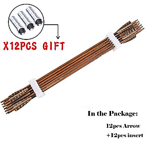 Pinals Traditional Archery Hunting Arrows 400 500 600 Spine Turkey Feather 30 32 Inch Carbon Shafts for Recurve Longbow Compound Bows Targets 12PCS 400