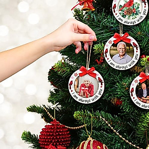 Blulu 24 Pieces Christmas Red Cardinal Picture Frames Ornaments Wooden Cardinal Photo Ornaments I Am Always with You Ornaments for Xmas Tree Decoration Cardinal Sympathy Memorial Gifts