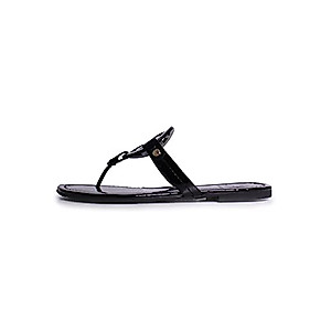Tory Burch Women's Miller Patent Thong Sandal, Black, 9 Medium US