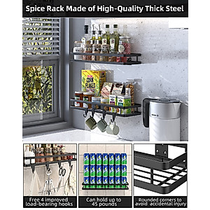 Couwilson Spice Rack Organizer Wall Mounted 15.7in 2 Pack Hanging Seasoning Spice Organizer Shelf, Spice Rack storage for Cabinet or Wall Mount with 4 Strong Hooks, for Kitchen, Bathroom