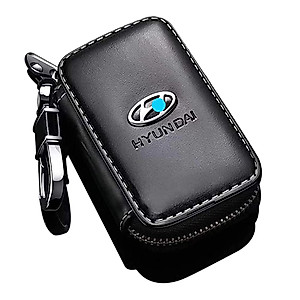 Vance Technology Modern Car Key Case, Real Leather, Black, Formal, Modern, Exquisite, Zipper Closure, Hook Handle, 8.5cm x 4.6cm x 2cm, 130mg, 90-Day Warranty