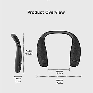 VANPEUSO Neckband Bluetooth Speaker, Bluetooth 5.0, Built-in mic, 10H Playtime, Portable Wireless Wearable Speaker, True 3D Stereo Surround Sound, Ideal for Home&Outdoors