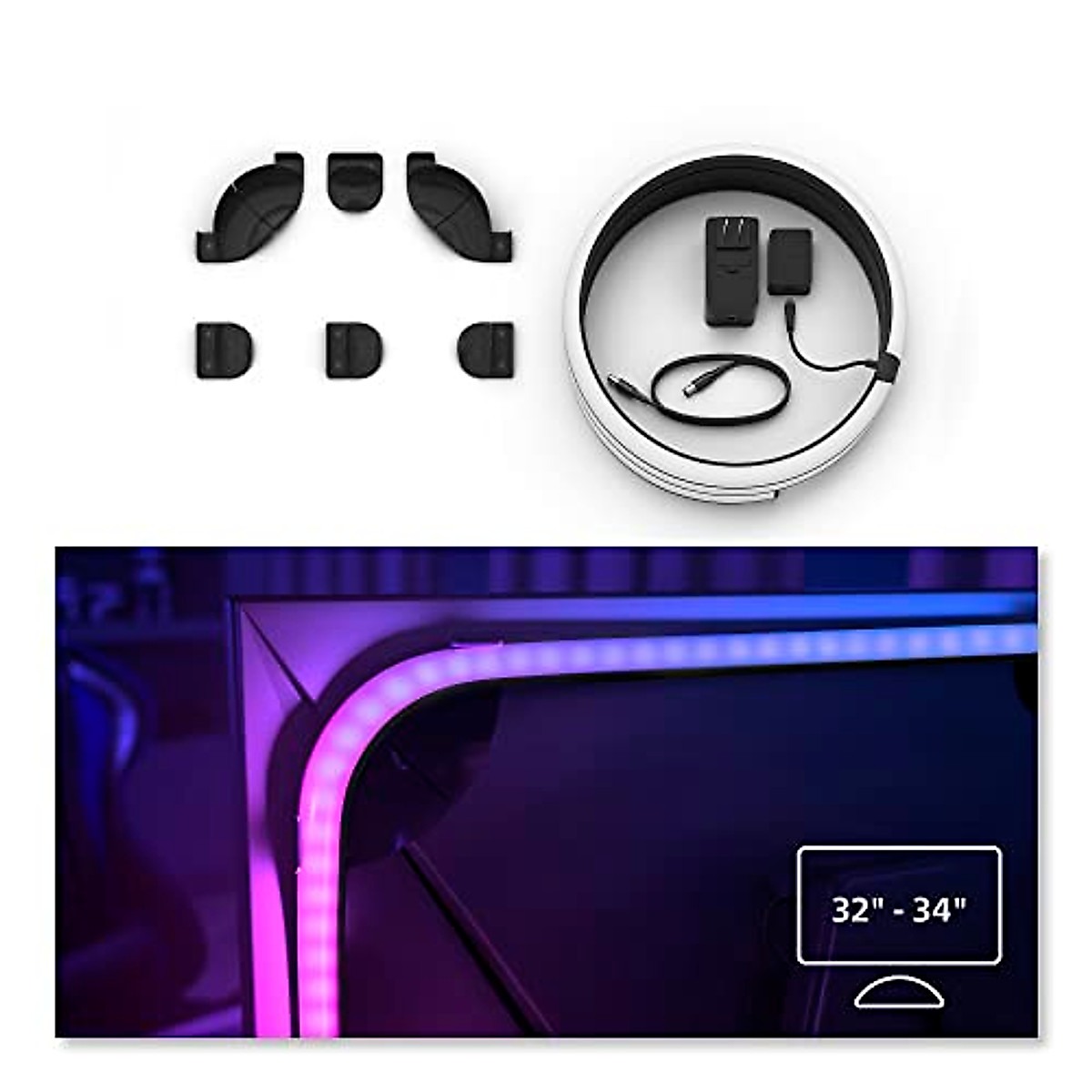 Philips Hue Play Gradient PC Lightstrip [for 32-34 Inch Screens] LED Smart Lighting. Sync for Entertainment, Gaming and Media
