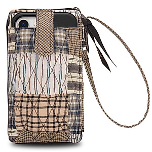 Bella Taylor Cell Phone Wristlet Wallet for Women with Smartphone Pocket and RFID Protection, Ashmont Grey Patchwork