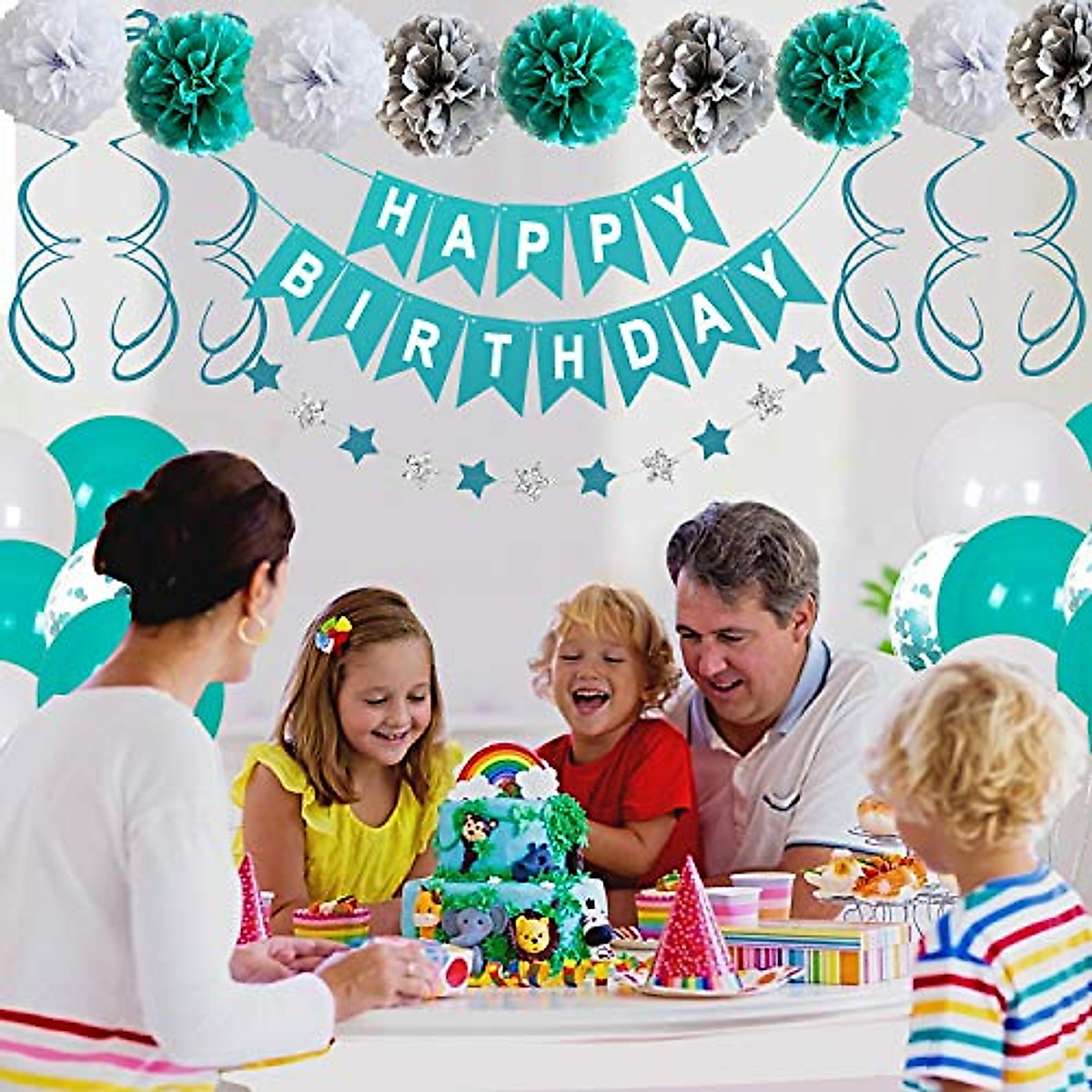 Birthday Decorations Women Teal Birthday Balloons for Girls Boys Men Happy Birthday Party Decor suit for 1th 10th 13th 16th 18th 20th 21st 25th 30th 35th 40th 50th 60th