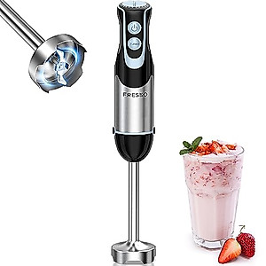 FRESKO Immersion Blender 500 Watt 12 Speed & Turbo Mode, 304 Stainless Steel Blades Hand Blender Perfect for Smoothies, Puree, Baby Food & Soup (HB3301)