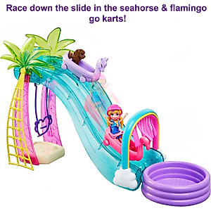 Polly Pocket Outdoor Toy with 3-inch Doll, Toy Cars & Playground Accessories, Sunshine Splash Park Playset