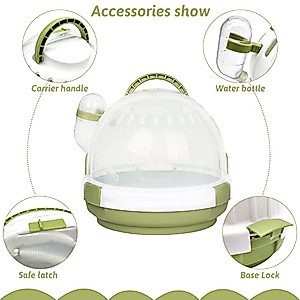 BNOSDM Hamster Carrier Cage Portable Mice Travel Case Plastic Small Animal Carrier Rat Carry Cage with Water Bottle for Dwarf Hamster Mouse Pet Outgoing & Traveling (Moss Green)
