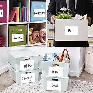 150 Pcs Labels for Storage Bins, 6 X 4 Inch Removable Labels for Storage Bins, Tear Resistant No Residue Storage Bin Labels, Matte White Blank Box Labels for School, Home, Business