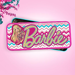Barbie Birthday Party Gift Set - Tin Box, Tin Pencil Case, Stickers, Birthday Necklace, Plush, and Birthday Hat