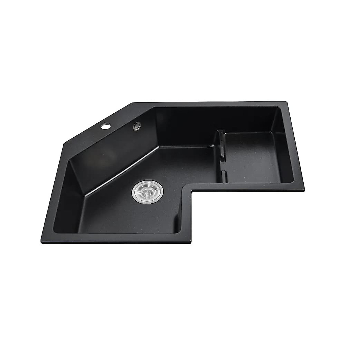 Lovedima Black Drop In Corner Kitchen Sink,32" Single Bowl Quartz Irregular Sink