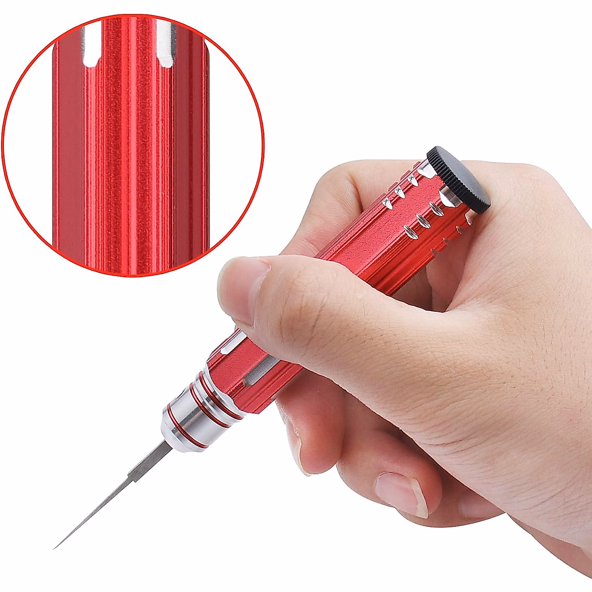 Craznick 7 In 1 Prime Model Scriber with 7 Blades Gundam Resin Carved Scribe Line Cutting Tool Chisel (0.1/0.2/0.4/0.6/0.8/1.0/2.0mm) Red
