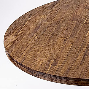 East West Furniture IR3-0N-TP Irving Kitchen Dining Round Wooden Table Top with Pedestal Base, 48x48 Inch, Sandblasting Antique Walnut