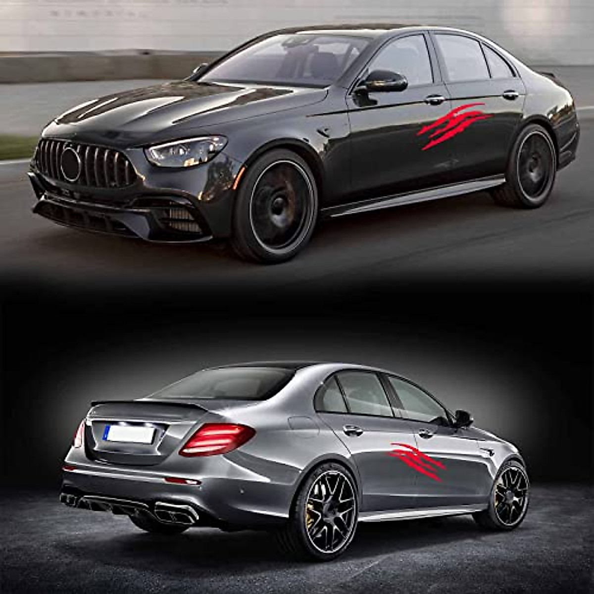 Beypovk 2PCS Monster Claw Scratch Mark Decals, Automotive Exteriors Waterproof Vinyl Headligh Sticker for Sports Cars, SUVs, Pickups, Motorcycles (Red)