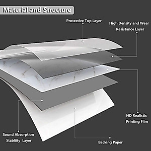 VEELIKE Vinyl Floor Tiles Peel and Stick 12''x12'' White Marble Flooring Tiles Self Adhesive Waterproof Floor Vinyl Sticker Tiles Decorative for Bathroom Bedroom Kitchen Wall Basement 4 Pack