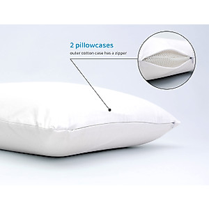 Talalay Natural Latex Foam Pillow DreamLogix - Queen Size Medium Soft Pillow for Sleeping, Side, Stomach & Back Sleepers, Neck Support, 100% Cotton Cover (Medium Soft, Queen Size 28''x16''x6'')