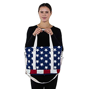 WonderMolly Stars and Stripes USA Flag Canvas Tote Bag