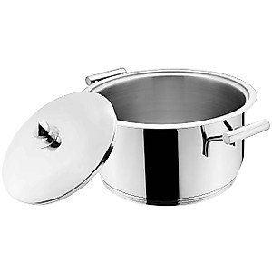 Stainless Steel Stockpot Stew Pot Casserole Soup Pot with Heat-Resistant Double Handle,Mirror Polished Stockpot 10.4 Quart with Lid,Professional Home Chef Grade Clad Pot for Induction Stovetop