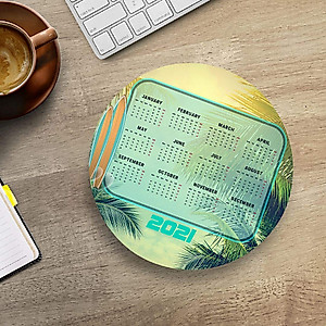 Pixxel Creations | Round Mouse Pad | 2021 Calendar | Gaming | Office | Desk | Home | Gift | Décor | Surf Pardise