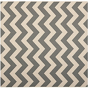 SAFAVIEH Courtyard Collection 4' Square Grey/Beige CY6244 Chevron Indoor/ Outdoor--Waterproof Easy--Cleaning Patio Backyard Mudroom Accent--Rug
