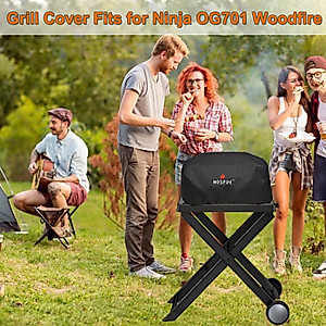 Grill Cover Fits for Ninja OG701 Woodfire Outdoor Grill, Fits Electric Ninja OG751 Woodfire Pro Smoker Portable BBQ Grill Travel-600D Heavy Duty Weather Resistant Cover