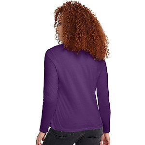 Hanes Women's Originals Long Sleeve Cotton T-Shirt, Lightweight Crewneck Tee, Modern Fit, Violet Splendor, Large