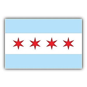DG Graphics Chicago Flag Art Decor 5'' x 3'' Magnet Vinyl Magnetic Sheet for Lockers, Cars, Signs, Refrigerator