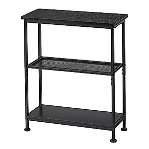 GIOPACO Narrow Side Table, End Table with 3 Tier Storage Shelves, Modern Accent Skiny End Tables for Small Spaces, Slim Couch Beside Table, Small Hallway Table for Living Room,Bedroom,Black