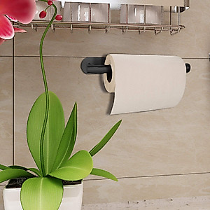 Paper Towel Holder,Paper Towel Holder Under Cabinet Self Adhesive Kitchen Countertop Wall Mount Paper Towel Holders with Screws for Rough Surface,Vertically or Horizontally Black