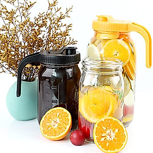 Mason Jar Pitcher Lids With Handle And Pour Spout Wide Mouth Mason Jar Lid With Flip Cap Airtight & Leak-Proof Pour And Store Cover (Jar Not Included)