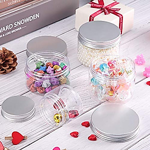 12 Pack Clear Plastic Storage Favor Jars Wide-Mouth Plastic Containers with Lids for Beauty Products (2 Ounce)