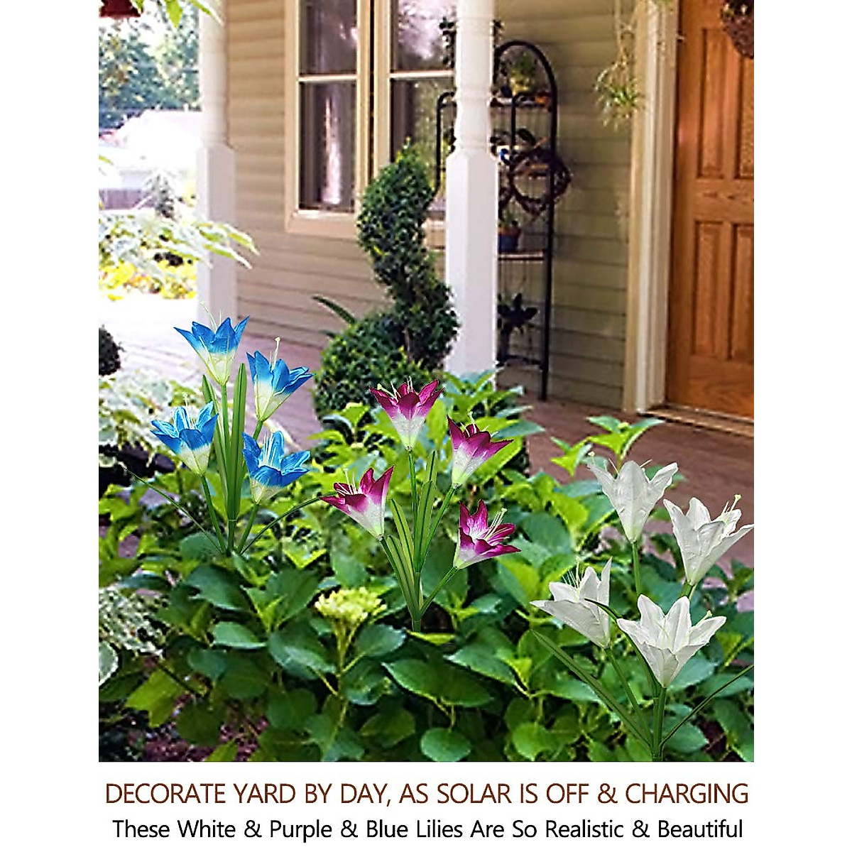 Bright Zeal 3 Bundle 12 Lily LED Fairy Solar Garden Light with Color Changing Flower Lights - Multi Color Solar Lights Outdoor Garden LED Flower Waterproof - Solar LED Metal Flower Stake Lights