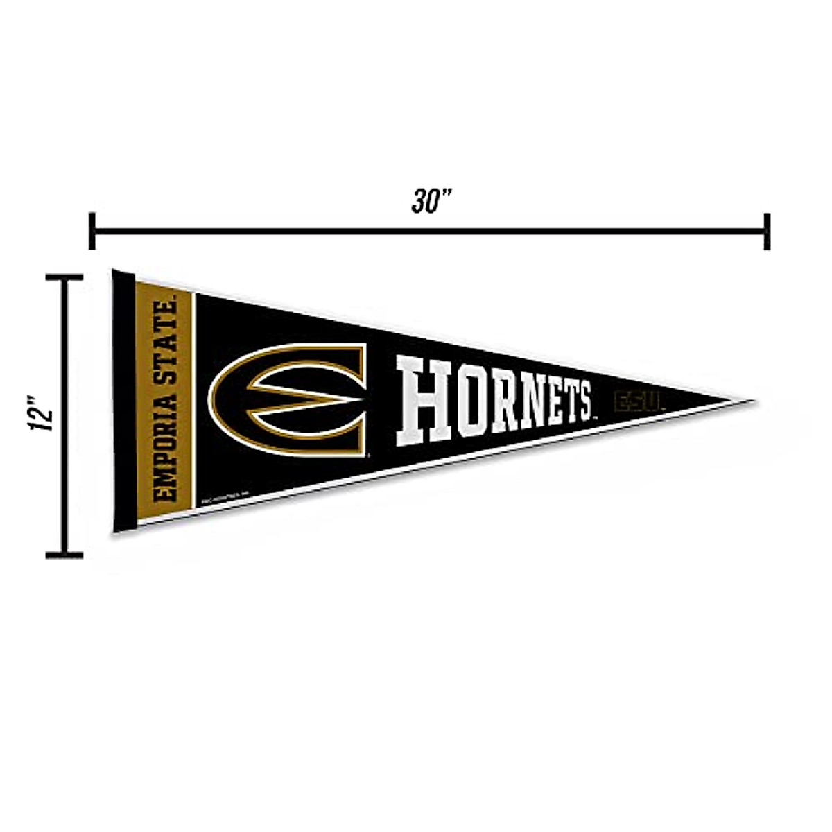 Rico Industries NCAA Emporia State Hornets Exclusive 12" x 30" Soft Felt Pennant - EZ to Hang - Home Décor (Game Room, Man Cave, Bed Room)