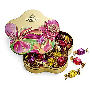 Godiva Chocolatier Assorted G Cube Gourmet Chocolate Truffles in Flower Tin, 32 Count - Limited Edition Candy - Gift Box of Chocolate - 9.1 Oz