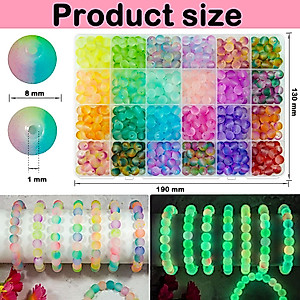 630PCS Glass Beads for Jewelry Making, 24 Color 8mm Glow in the Dark Glass Beads for Bracelets Making Gemstone Loose Spacer Beads for DIY Craft Friendship Bracelets Necklace Earring (8MM-Glowing)