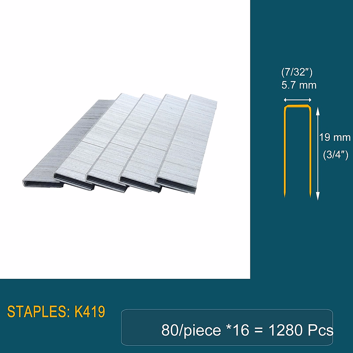 JOVANT 7/32" Narrow Crown Staples (3/4"), Galvanized 1280 Counts for Electric Stapler Staple Gun (one Kinds of Package Box)