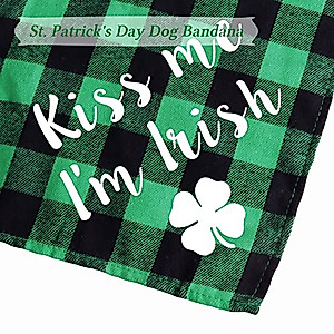 STMK 2 Pack St. Patrick's Day Dog Bandanas, Holiday Plaid Dog Puppy Bandana for Dog Puppy St. Patrick's Day Holiday Party Decorations