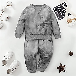 Mioglrie 4T Boy Clothes Tops Pants Outfits Set Little Boy Clothes Sweatsuits Baby Boy's Clothing Tie Dye Baby Boy Outfits Gifts Grey 5T Boys Clothes