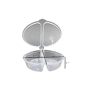 Disposable Two-Compartment Salad Dressing and Condiment Containers with Hinged Llid, (pack of 30,4oz), Perfect for to-go Sauce, Sampling, Travel Snack