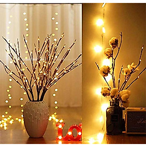 AMARS 2 Pack Decorative LED Lighted Branch Lights Battery Operated Artificial LED Twig Branches Decoration for Home Room Decor Christmas Vase (Warm White, 29.5 Inches, 20leds)