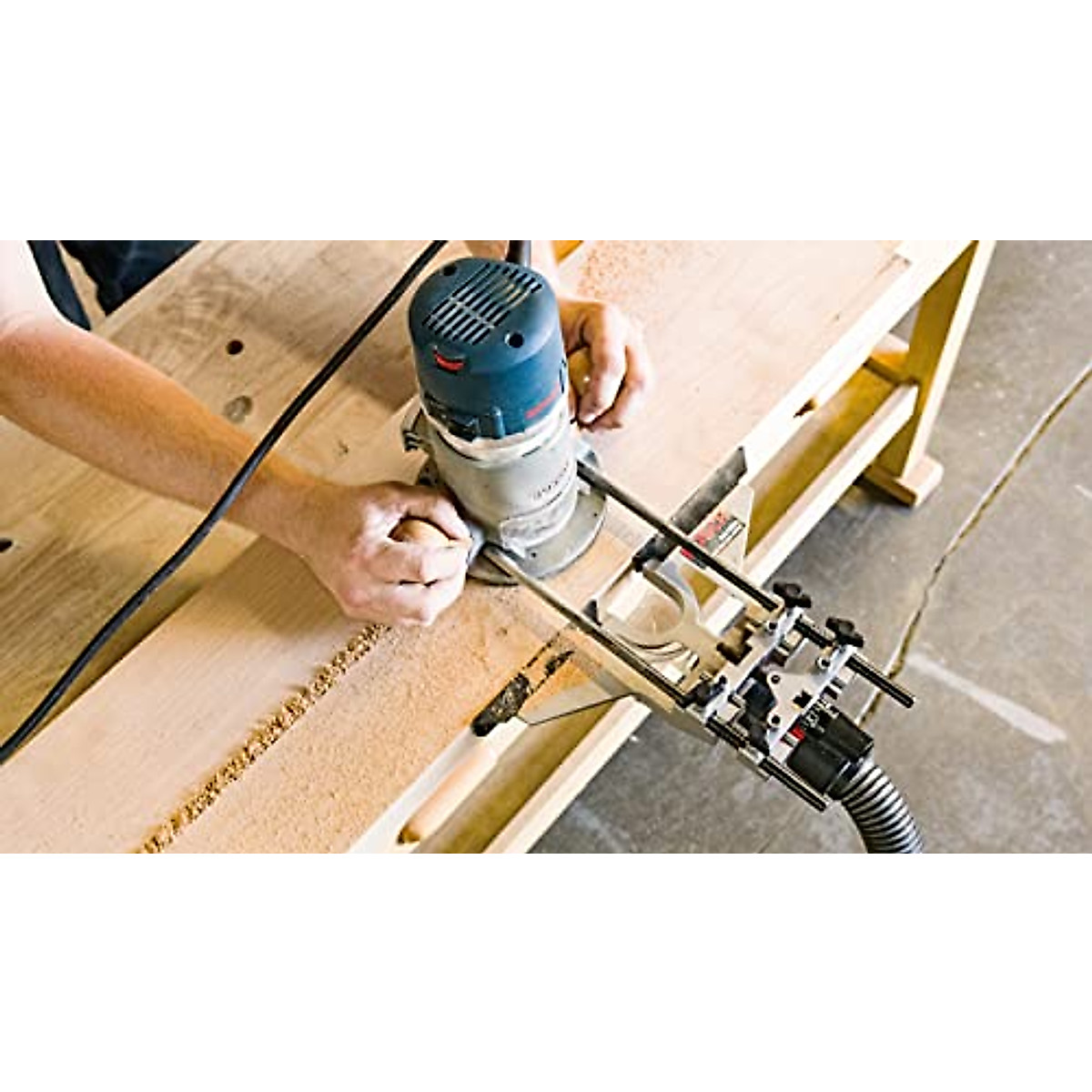 BOSCH RA1054 Deluxe Router Edge Guide with Dust Extraction Hood & Vacuum Hose Adapter