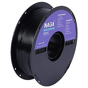 NAGA PETG Filament 1.75mm, Durable PETG 3D Printer Filament, 1kg Spool(2.2lbs), Dimensional Accuracy +/- 0.02 mm, Black